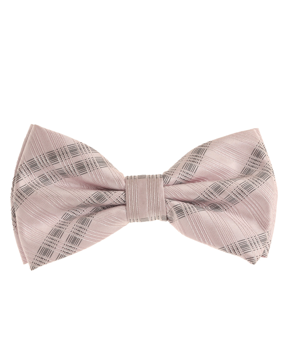 Pink with Silver Design Pre-Tied Bow Tie With Matching Pocket Square B ...
