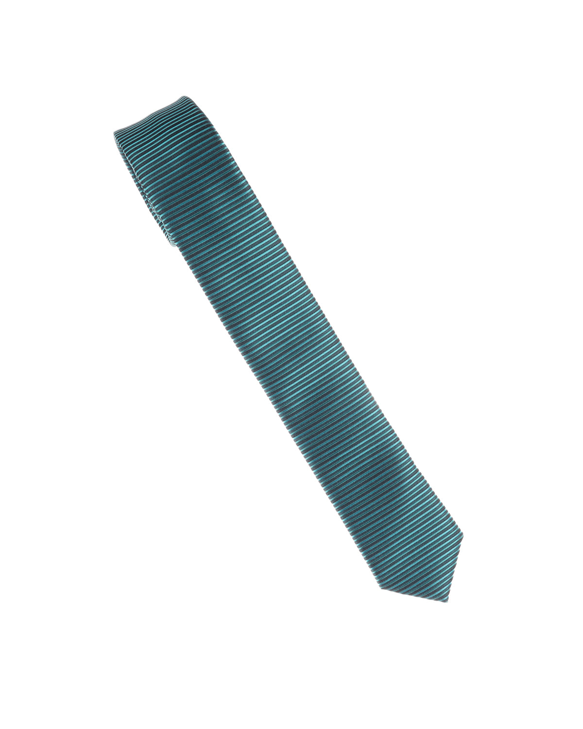 Turquoise, Black & Dark Aqua Horizontal Striped Skinny Silk Tie (Tie O ...