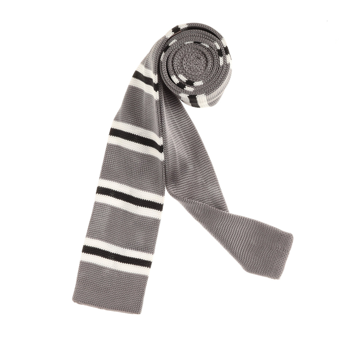 Copy of Silver, White & Black Horizontal Knit Tie – Tie Factory