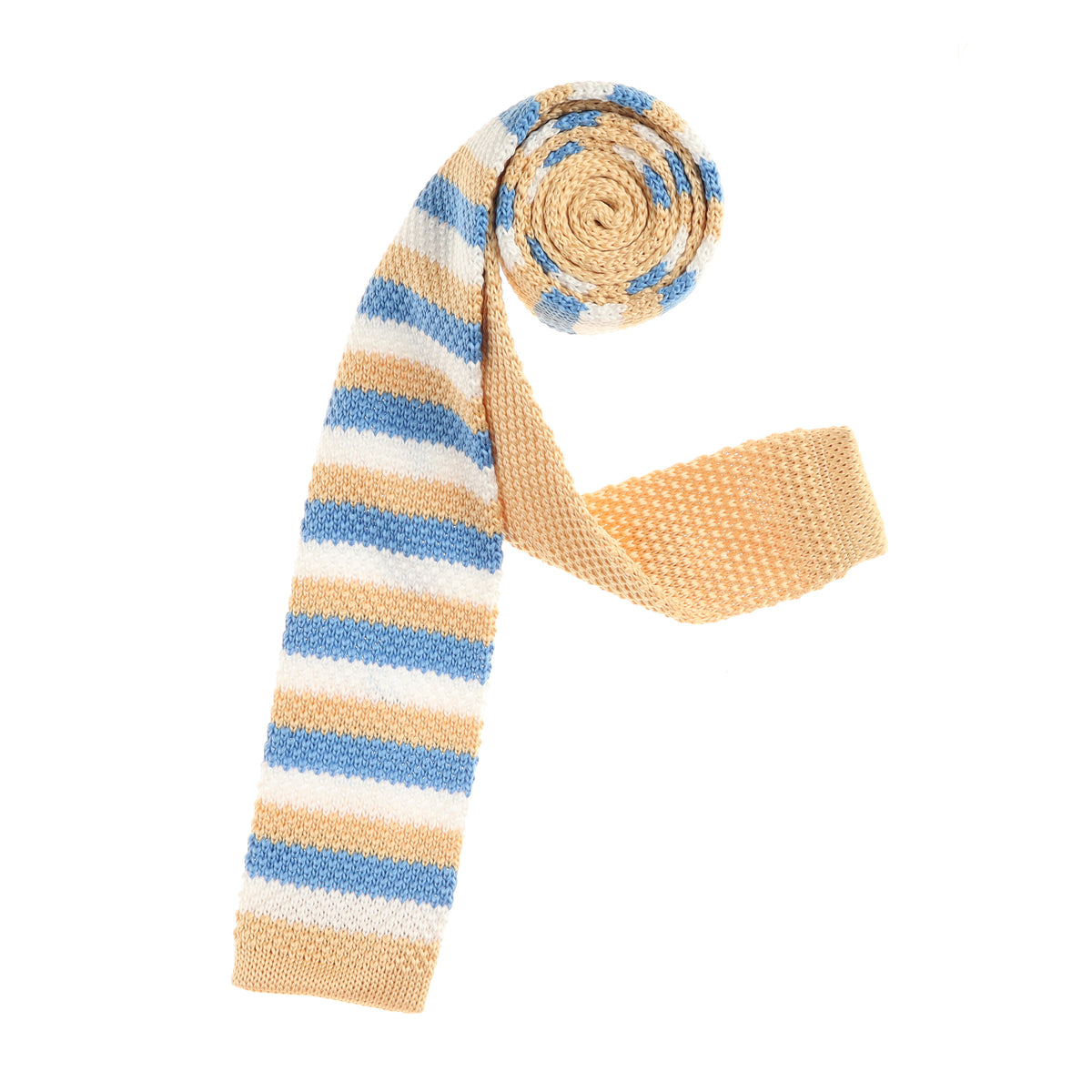 Baby Blue, White & Tan Stripped Designed Knit Tie – Tie Factory