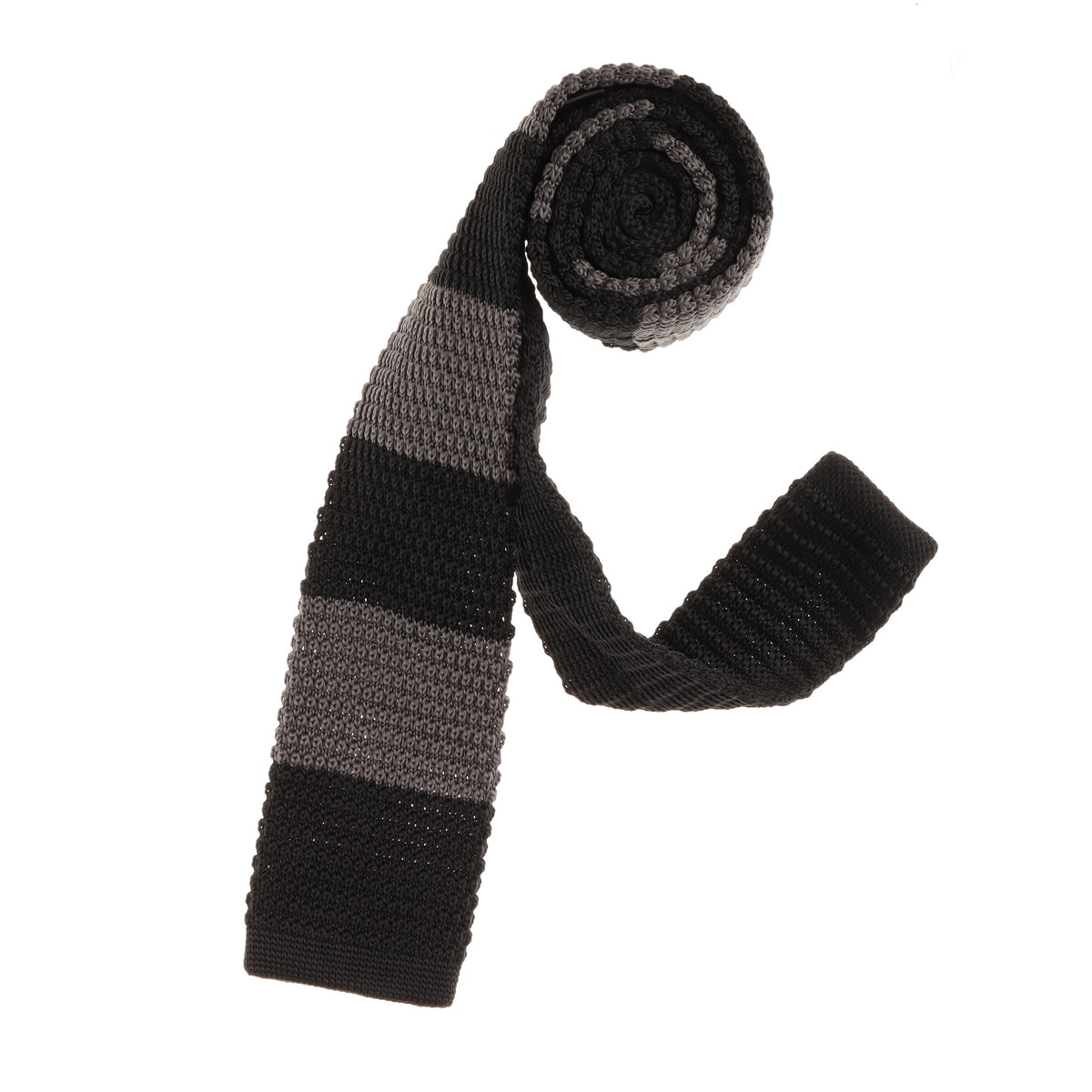 Black & Silver Stripped Designed Knit Tie – Tie Factory