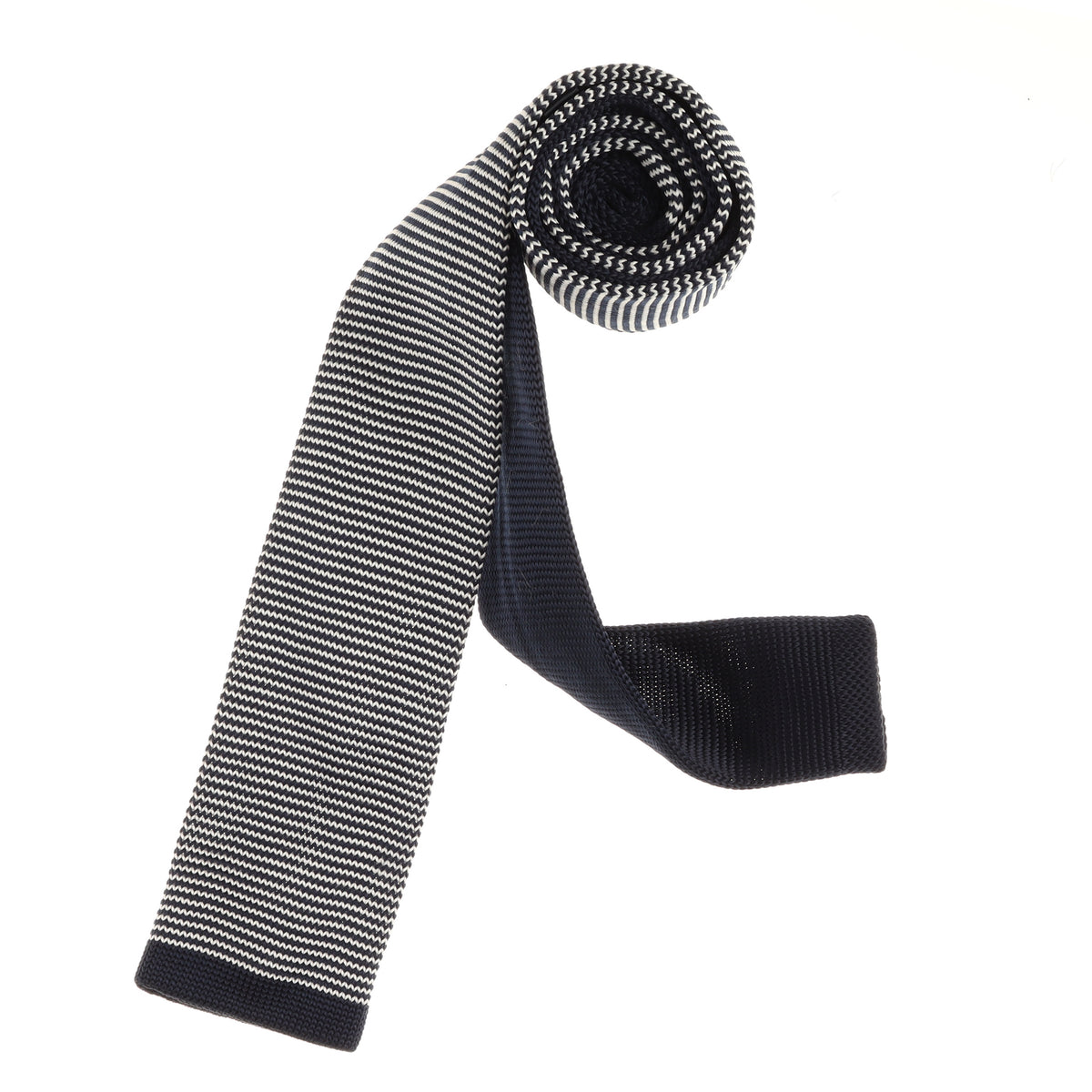 Navy & Silver Horizontal Stripped Knit Tie – Tie Factory