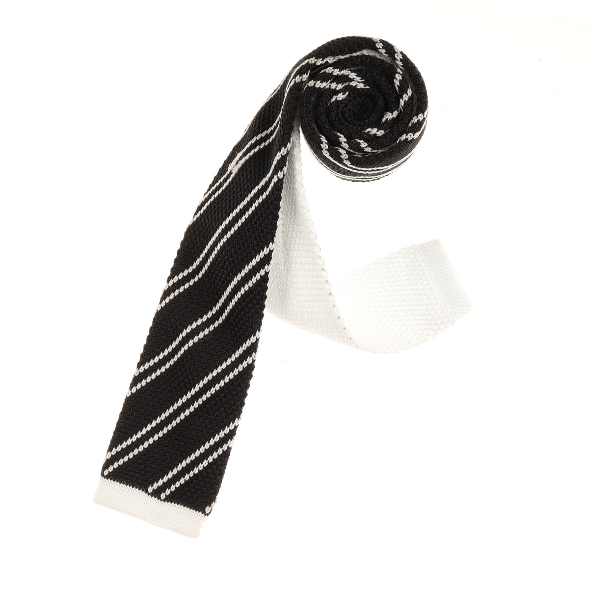 Black & White Stripped Designed Knit Tie – Tie Factory