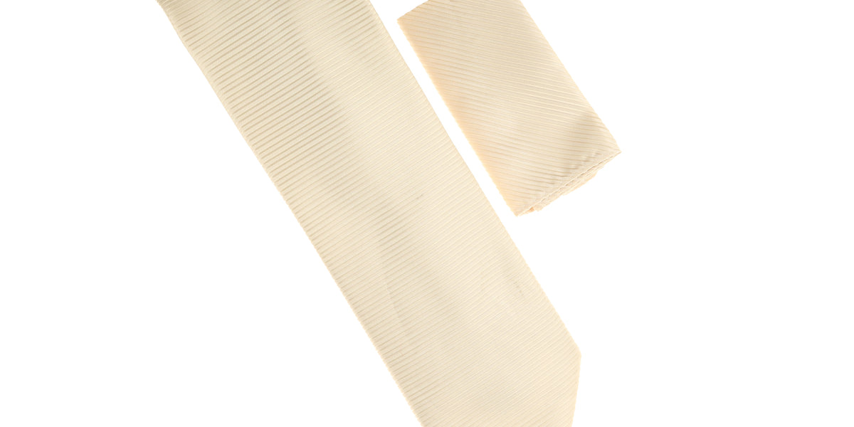 Horizontal Stripe Tan Wide Tie With Matching Pocket Square – Tie Factory