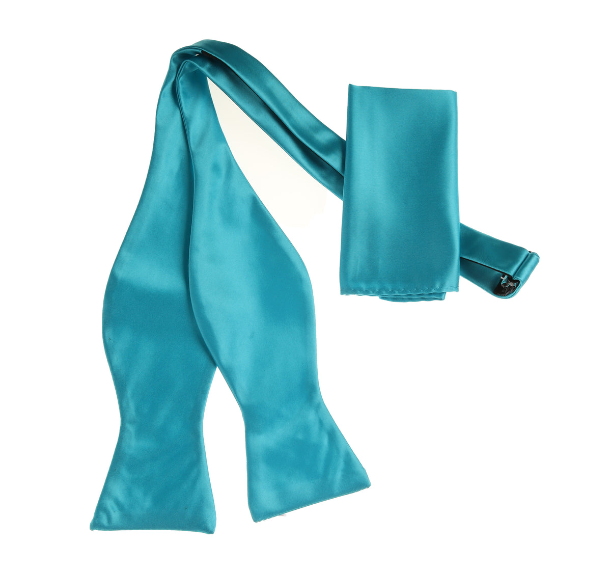 Aqua Satin Finish Self-Tie Bow Tie With Matching Pocket Square SSTBT-2 ...