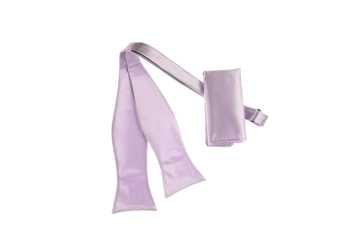 Iris Satin Finish Self-Tie Bow Tie With Matching Pocket Square – Tie ...