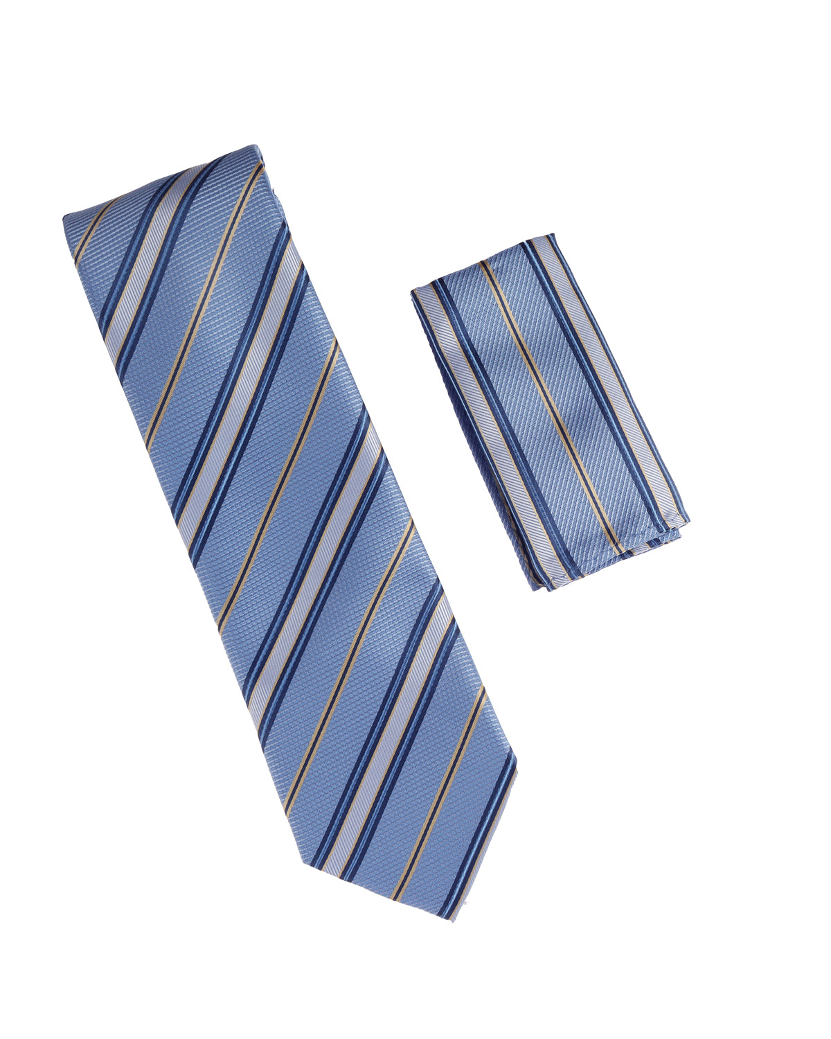 Carolina Blue with Gold, Light Blue and Baby Blue Striped Design Tie w ...