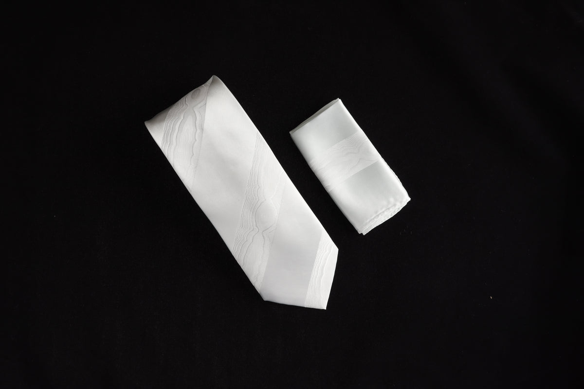 White Wide Striped Design Extra Long Wide Necktie Set AWTHXL-014 – Tie ...