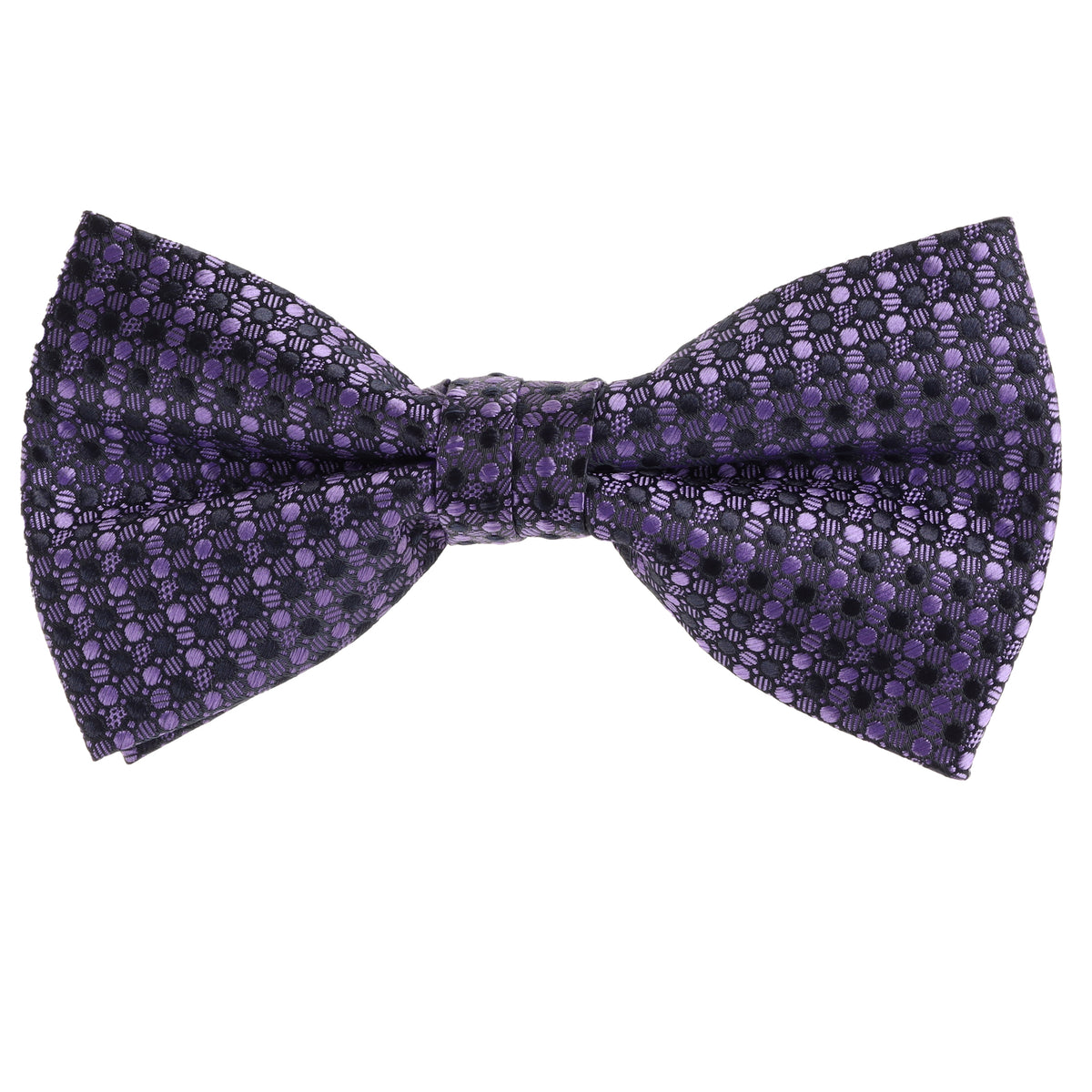 Purple & Black Designed Pre-Tied Bow Tie with Matching Pocket Square B ...