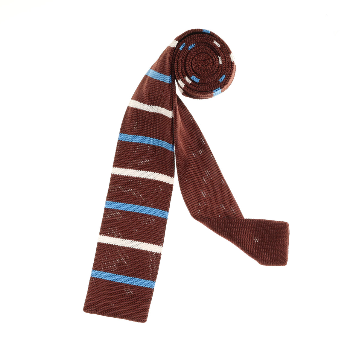 Brown, White & Blue Horizontal Knit Tie – Tie Factory