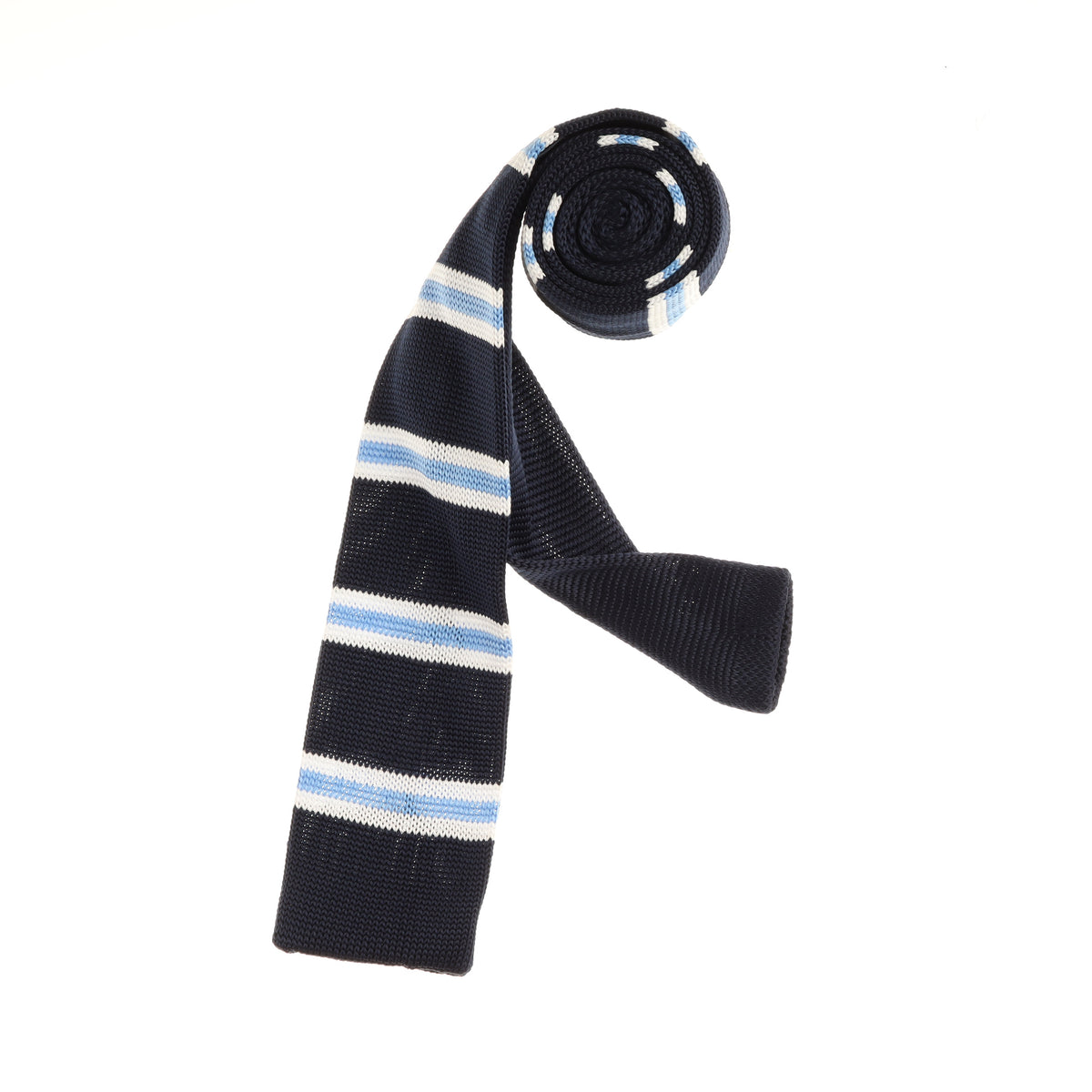 Navy, White & Light Blue Horizontal Knit Tie – Tie Factory