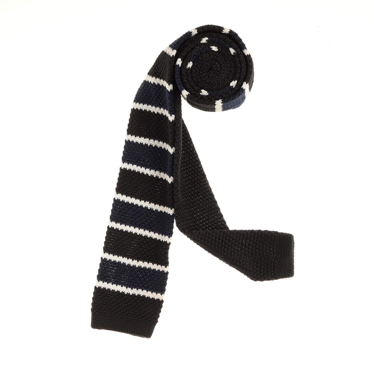 Navy & Ivory Horizontal Stripes Knit Tie – Tie Factory