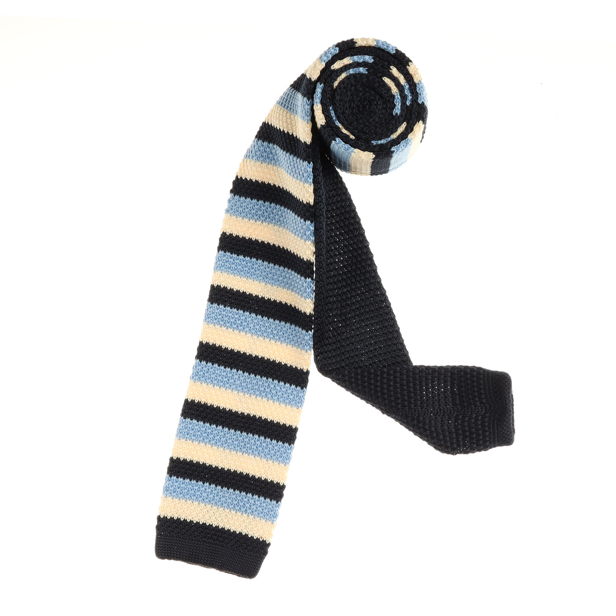 Navy, Light Blue & Ivory Horizontal Stripes Knit Tie – Tie Factory