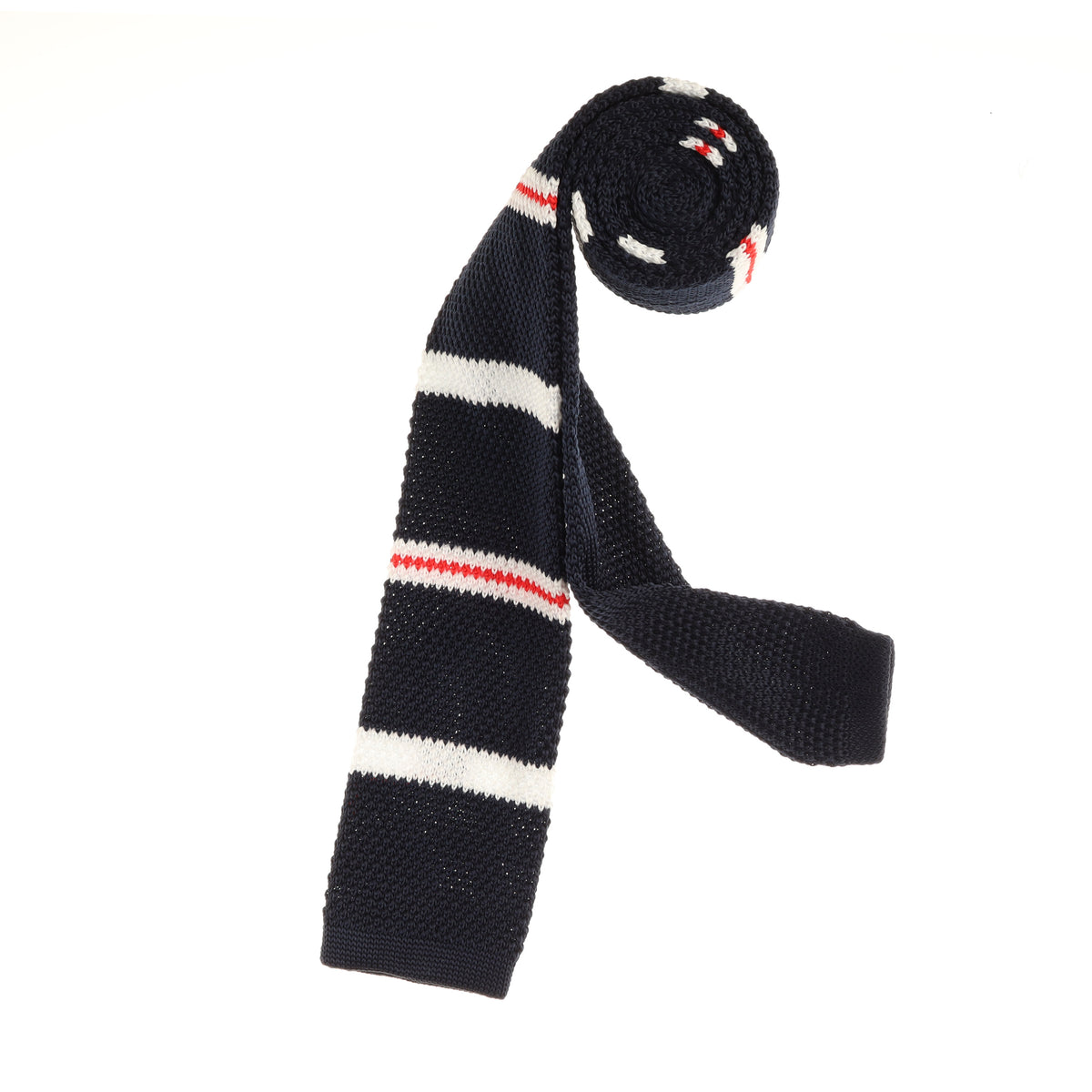 Navy with White & Red Horizontal Stripes Knit Tie – Tie Factory