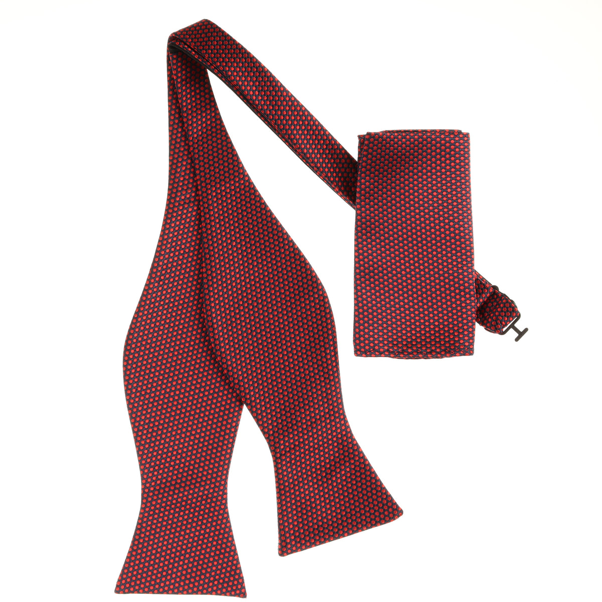 Black With a Burgundy Dot Designed Self-Tie Bow Tie with Matching Pock ...