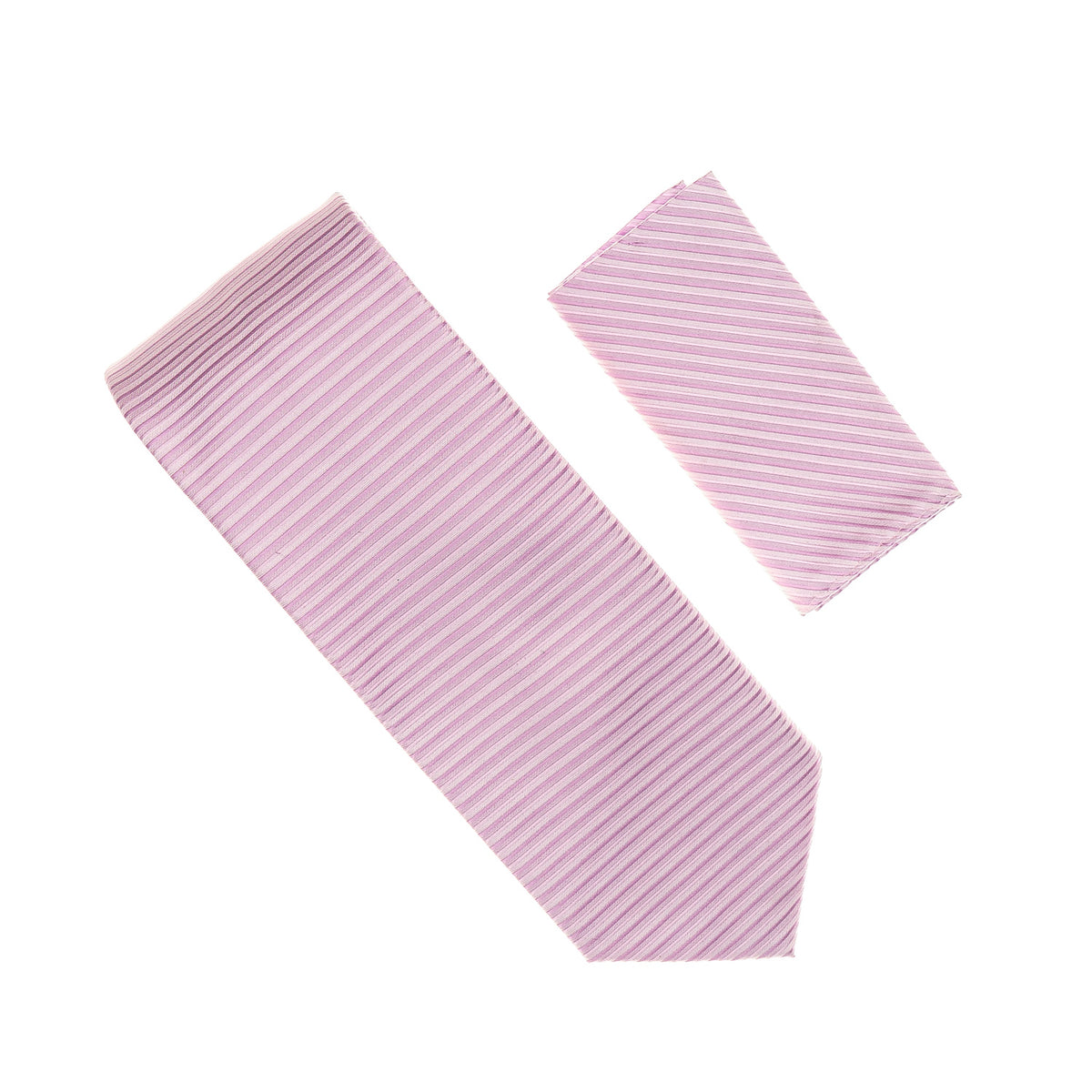 Horizontal Stripe Light Purple Wide Tie With Matching Pocket Square SH ...