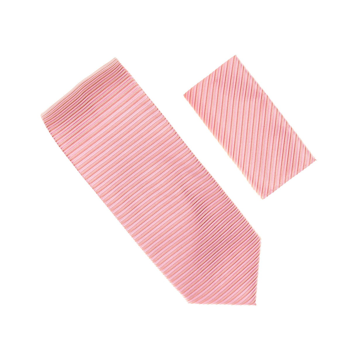 Horizontal Stripe Light Pink Wide Tie With Matching Pocket Square SHST ...