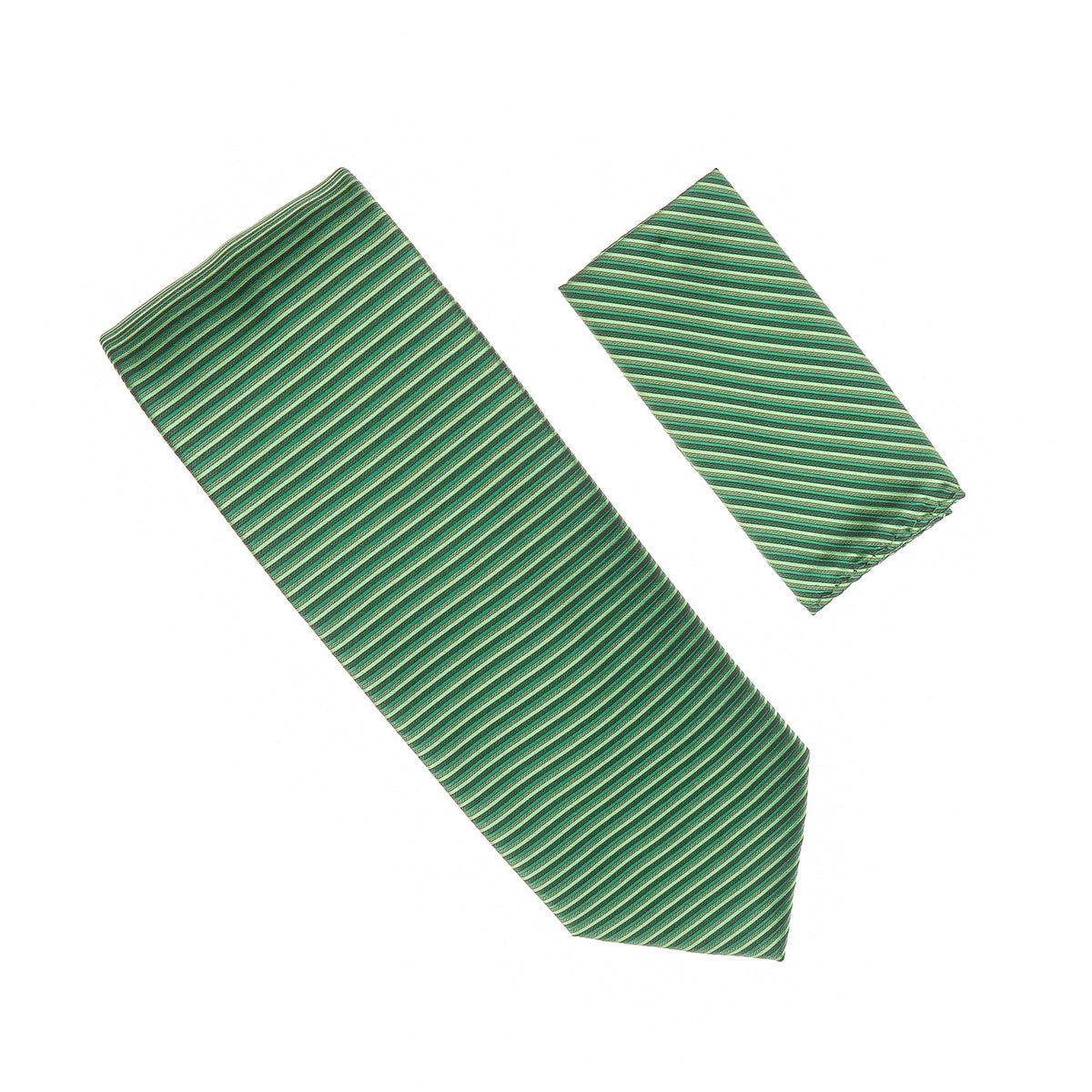 Horizontal Stripe Hunter Green Wide Tie With Matching Pocket Square SH ...