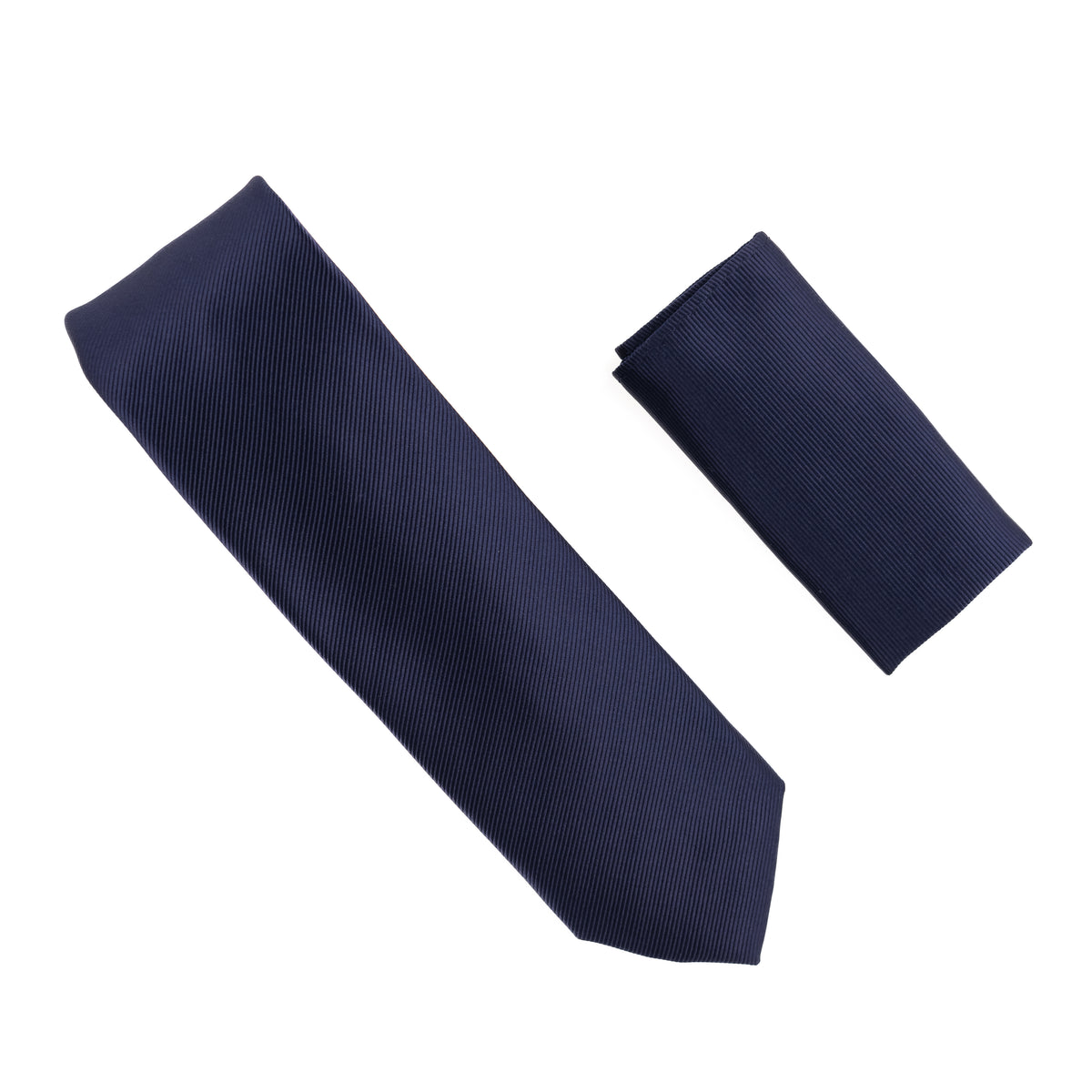 Navy Corded Weave Necktie with a Matching Pocket Square – Tie Factory