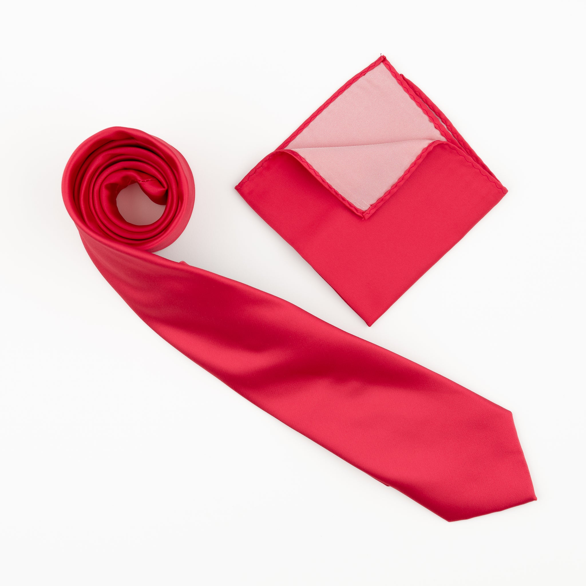 Fuchsia Satin Finish Silk Necktie with Matching Pocket Square – Tie Factory