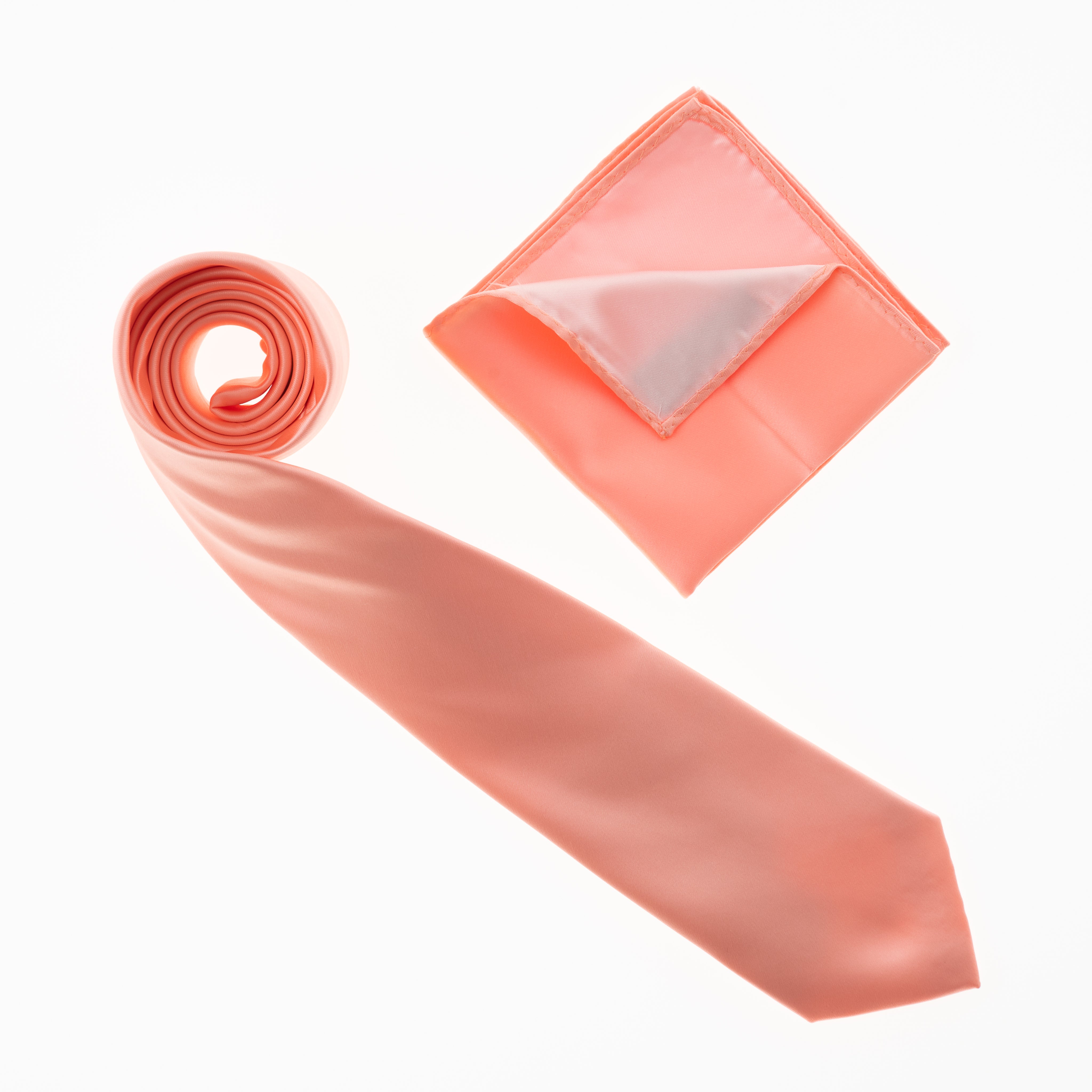 Venice Park Satin Finish Silk Necktie with Matching Pocket Square – Tie ...