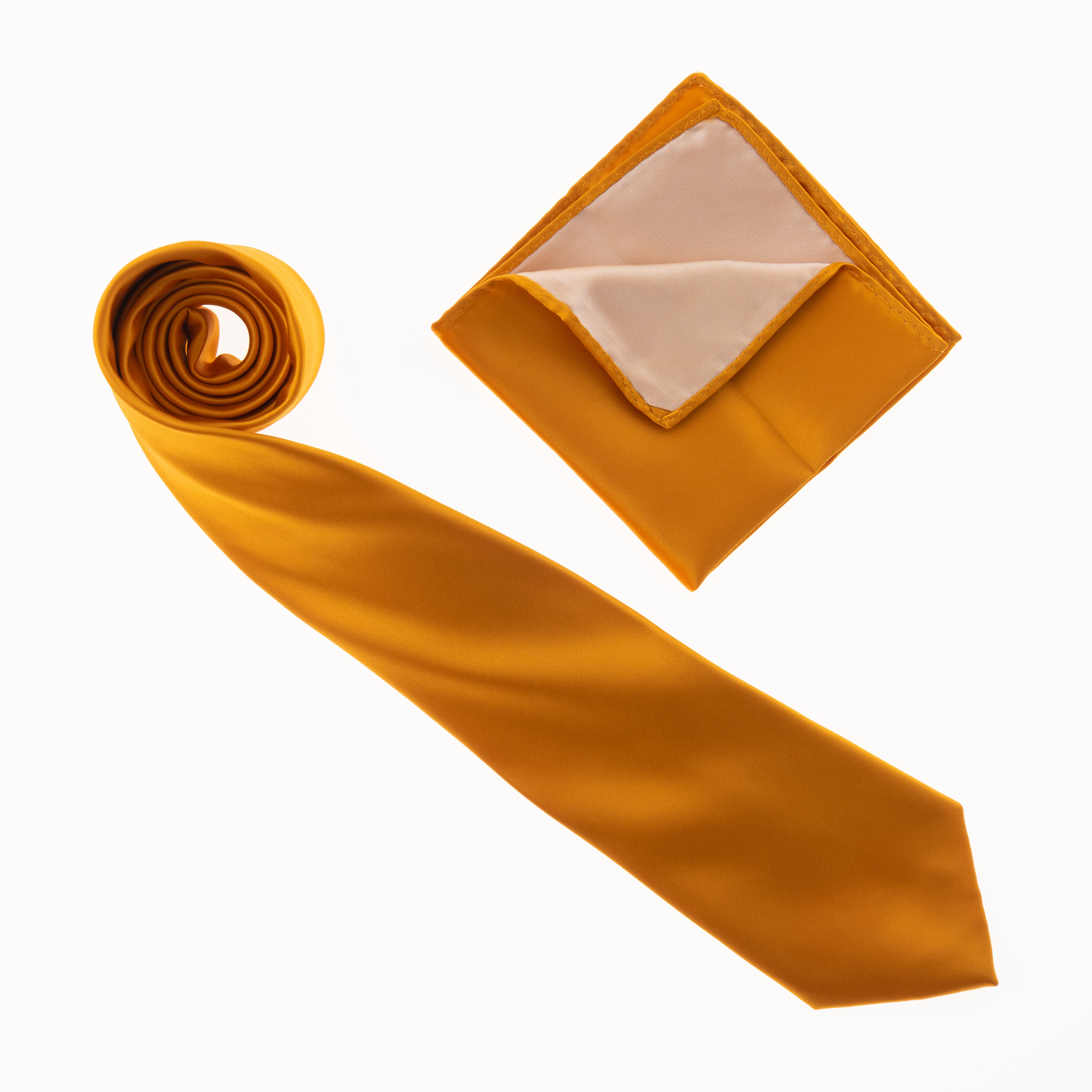 Merigold Satin Finish Silk Necktie with Matching Pocket Square – Tie ...