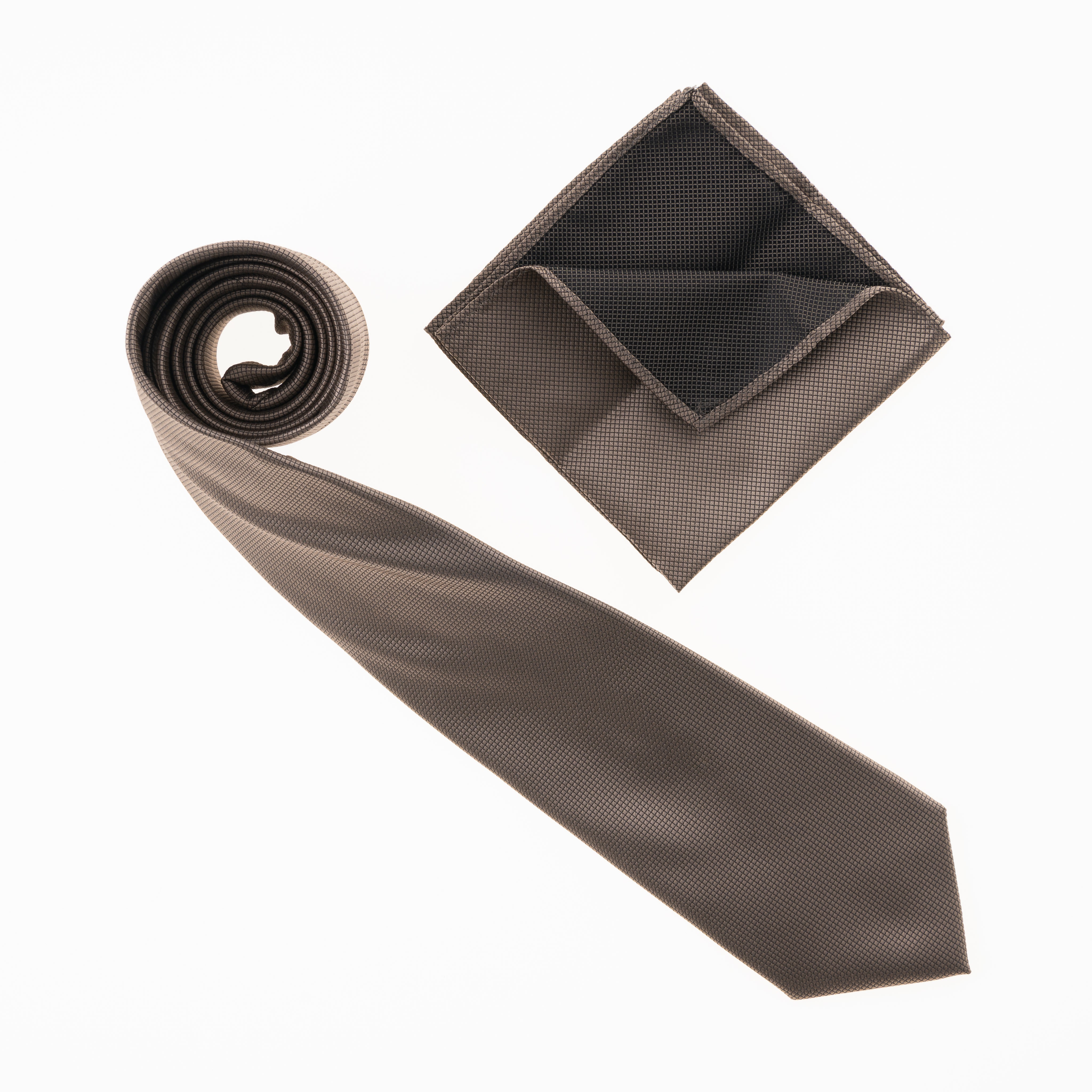 Coffee Brown Silk Pin Dot Necktie With Matching Pocket Square – Tie Factory