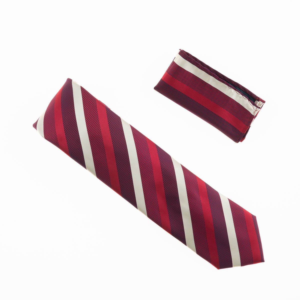 Burgundy, Red, Maroon and Tan Striped Designed Necktie Tie with Matchi ...